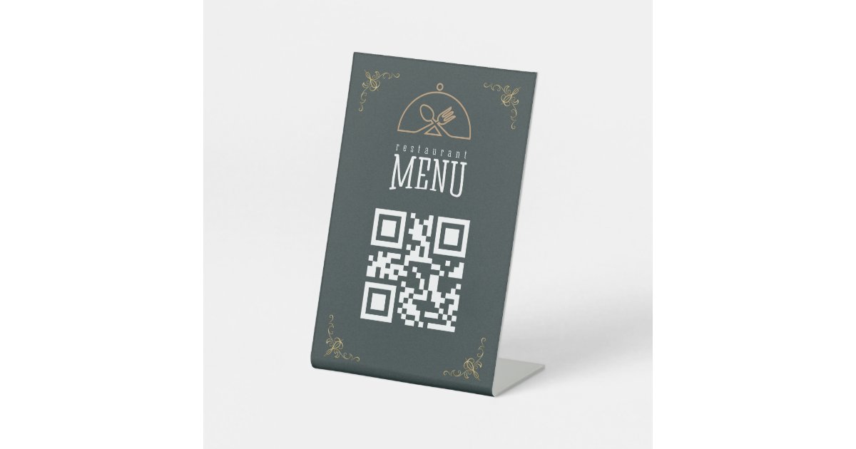 QR Code Menu Logo Contactless Modern Café Pedestal Sign | Zazzle