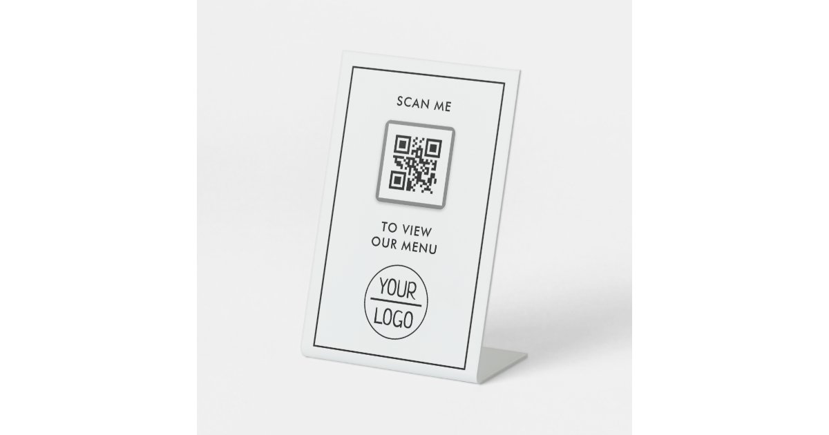 QR Code Menu | Logo Contactless Modern Pedestal Si Pedestal Sign | Zazzle