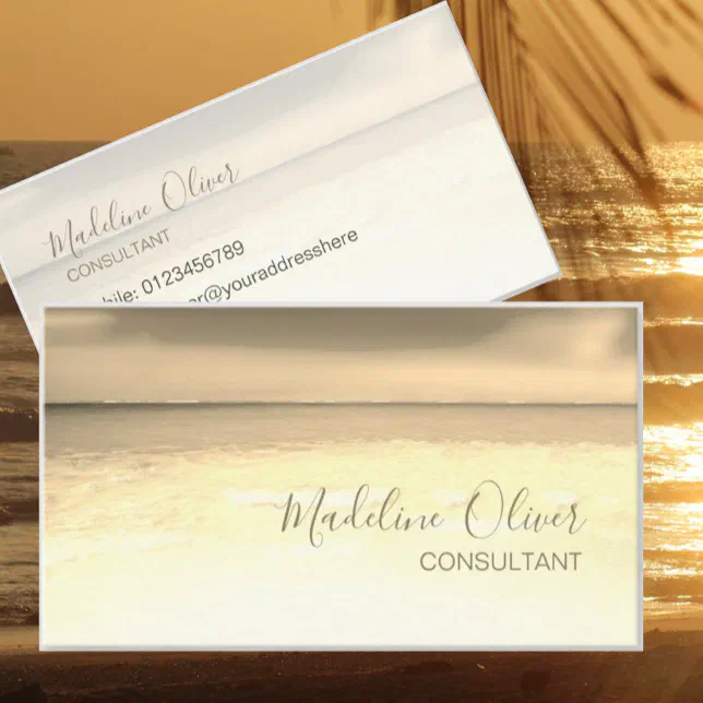 QR Code Ocean Beach Sea Travel Vintage Photo Business Card | Zazzle