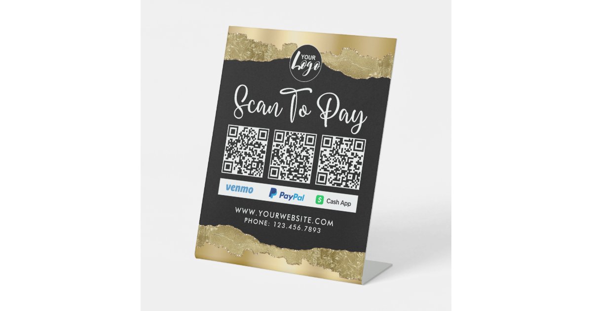 Qr Code Payment Scan To Pay Logo Pedestal Sign Zazzle