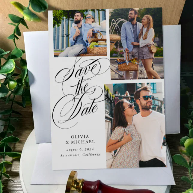 QR code Photo Collage Wedding Save The Date | Zazzle