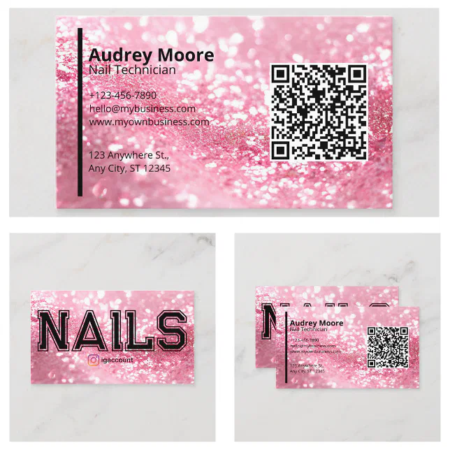 QR Code Professional Nail Technician Templates Business Card | Zazzle