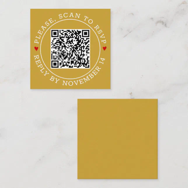 QR code RSVP border modern gold wedding Enclosure Card | Zazzle