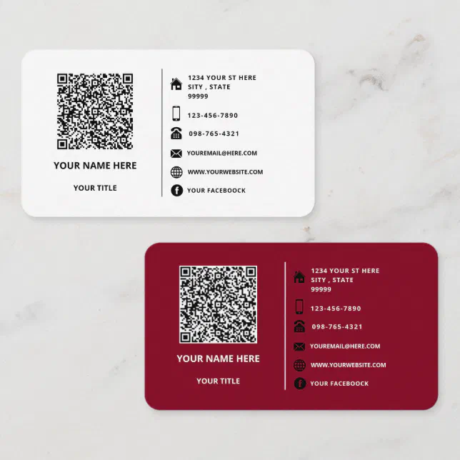 QR Code Scan and Text Business Card Choose Colours | Zazzle