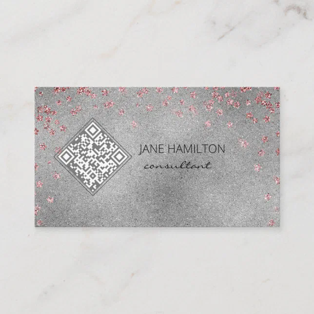 QR Code Silver Business Card | Zazzle