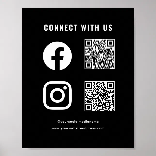 QR Code Social Media Follow Scan Connect With Us Poster | Zazzle