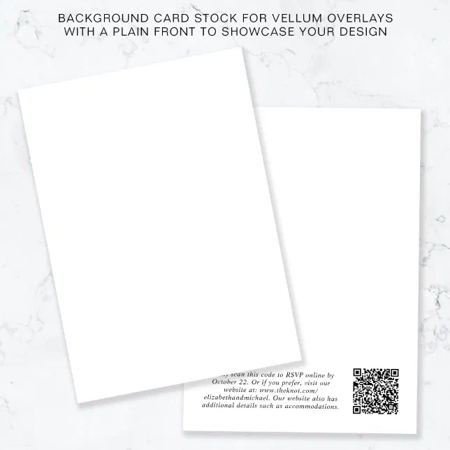 QR Code White Background For Vellum Overlay Invitation | Zazzle