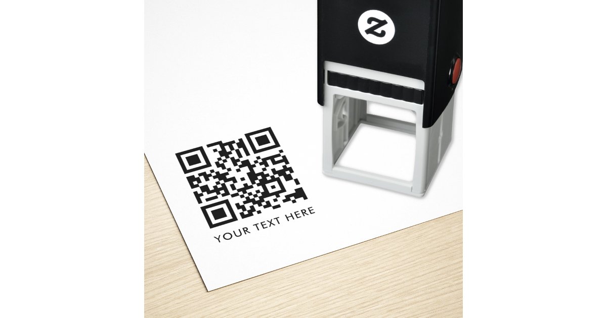 QR Code Your Text Clean Simple Modern Minimalist Self-inking Stamp | Zazzle
