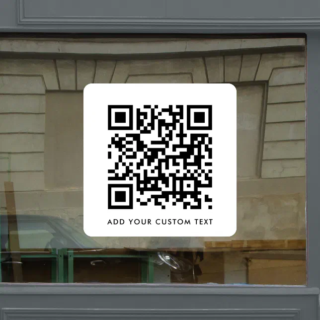 QR Code | Your Text Modern Minimalist Simple White Window Cling | Zazzle