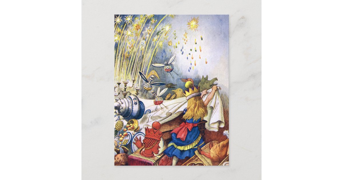 Queen Alice Experiences Fireworks in Wonderland Postcard | Zazzle