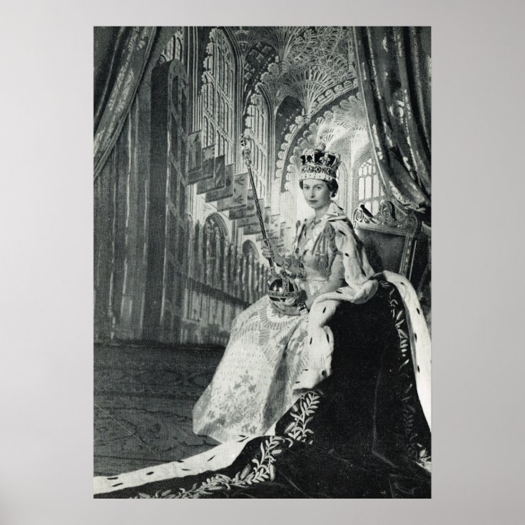 Queen Elizabeth II wearing coronation regalia Poster | Zazzle