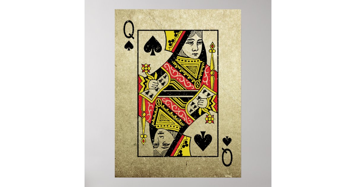 Queen of Spades Vintage Style Playing Cards Poster | Zazzle