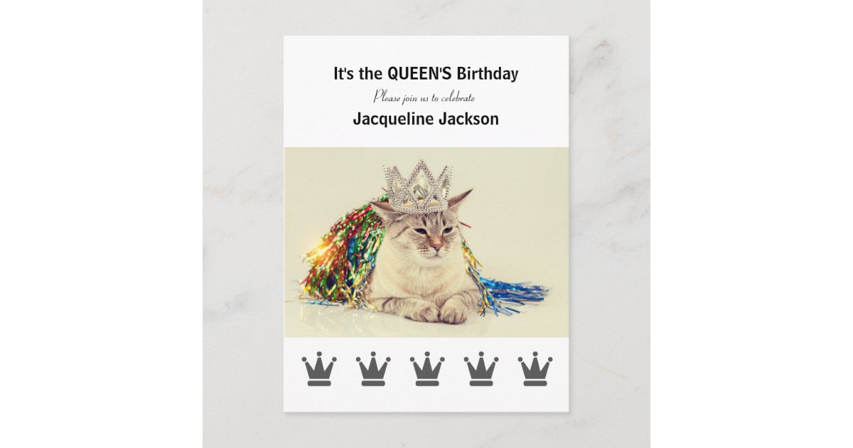 Queen's Birthday - Postcard Birthday Invitation | Zazzle