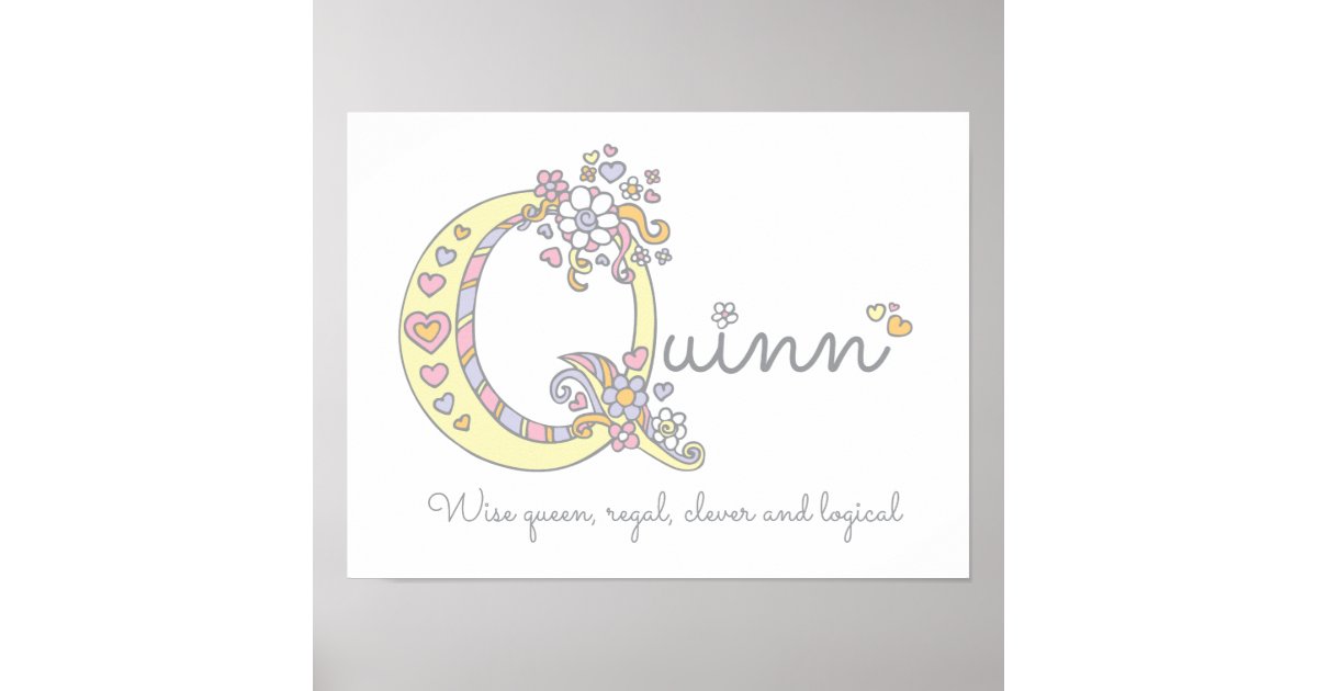 Quinn monogram art girls name and meaning poster | Zazzle