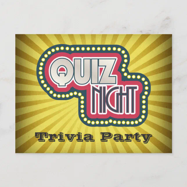 Quiz Night Trivia Party Invitation | Zazzle