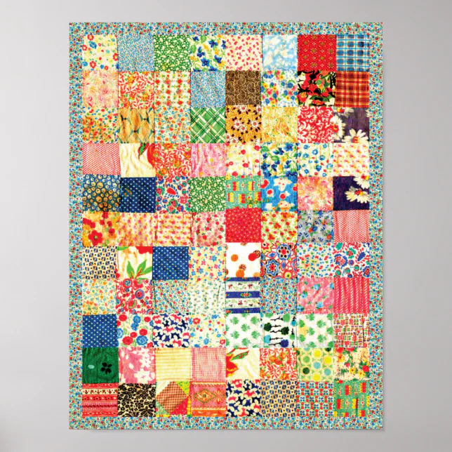 QWL Patchwork Quilt COLORFUL PATTERN BACKGROUND HO Poster | Zazzle