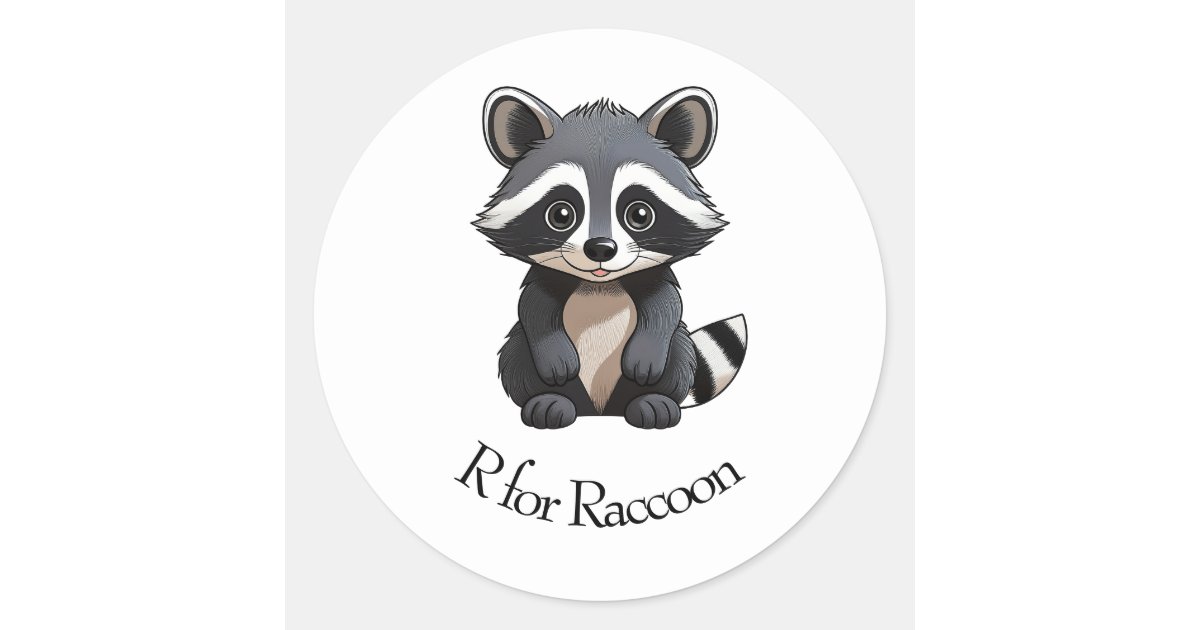 R for Racoon Classic Round Sticker | Zazzle
