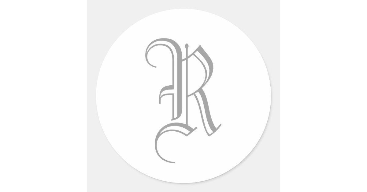 R Letter Monogram Sticker Grey Old English | Zazzle