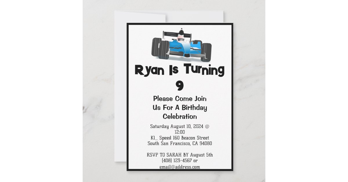 Race Car Themed Birthday Invitation | Zazzle