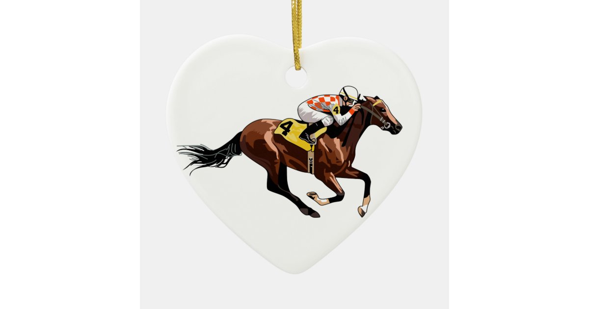Racehorse and Jockey Ceramic Tree Decoration | Zazzle