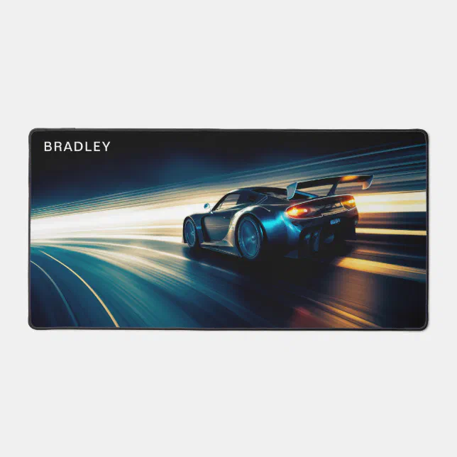 Racing Car Modern Custom Personalised Name Desk Mat | Zazzle