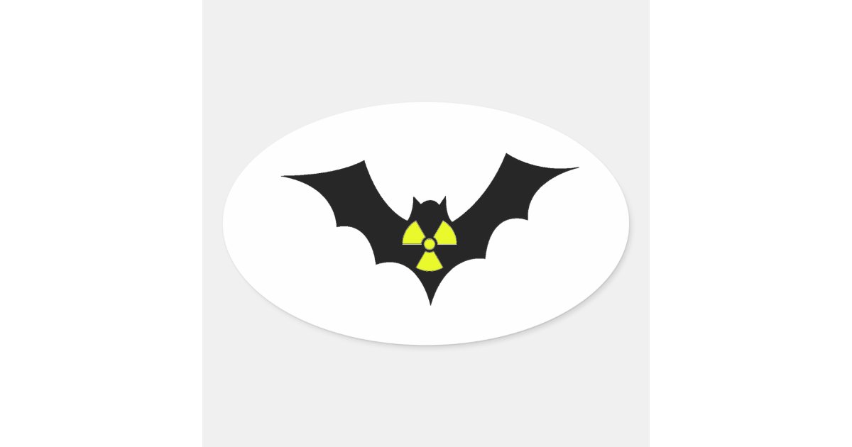 Radioactive Bat Oval Sticker | Zazzle