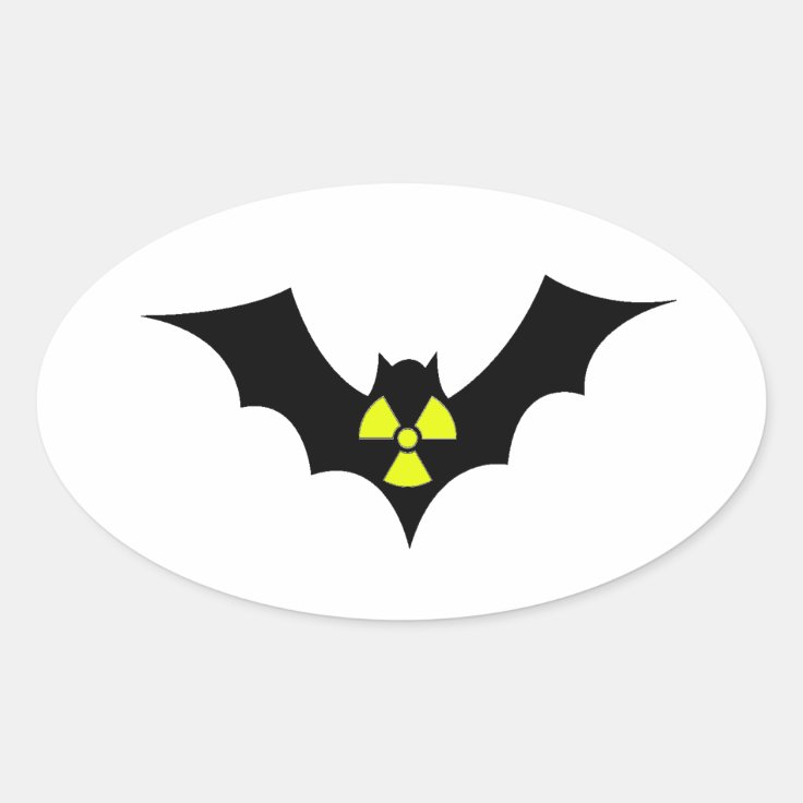 Radioactive Bat Oval Sticker | Zazzle