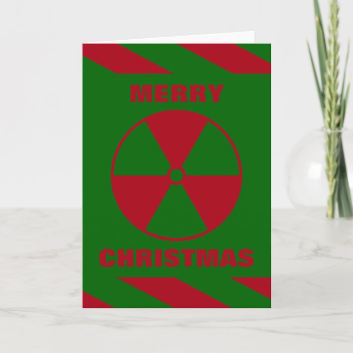 Radioactive Nuclear Merry Christmas Red and Green Holiday Card | Zazzle ...