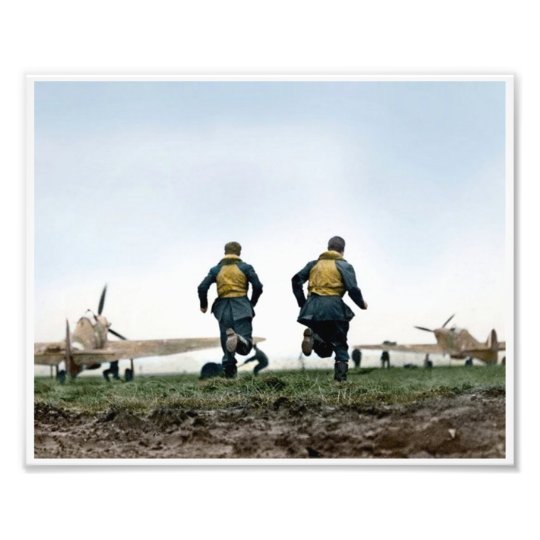 RAF Pilots 'Scramble' during the Battle-of-Britain Photo Print | Zazzle ...