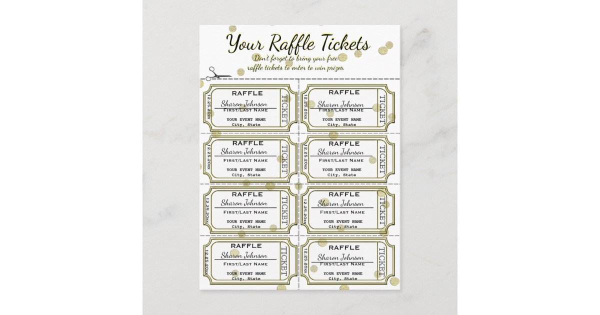 Raffle Tickets Golden Confetti Postcard | Zazzle