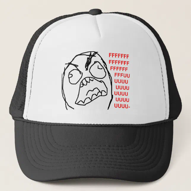 Rage Guy Angry Fuu Fuuu Rage Face Meme Trucker Hat | Zazzle