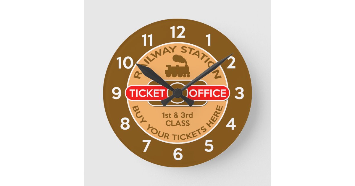 Railway, Ticket Office Round Clock | Zazzle