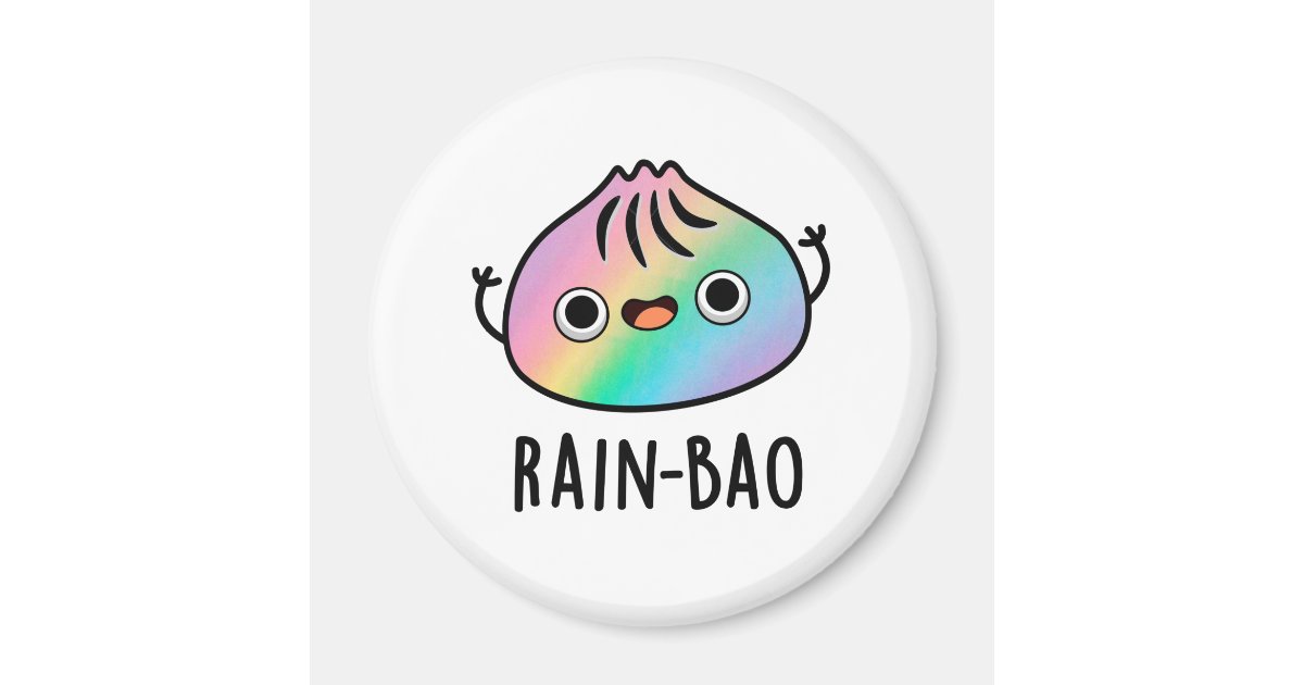 Rain-bao Funny Rainbow Dimsum Bao Pun Magnet | Zazzle