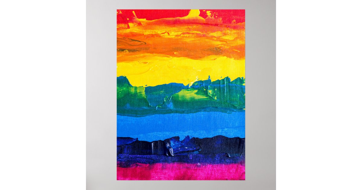 Rainbow Acrylic Painting Gay Colors Pride Flag Day Poster | Zazzle