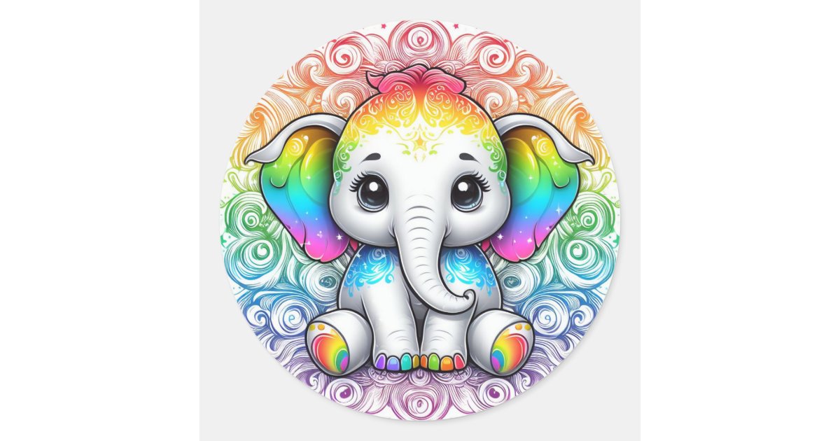 Rainbow baby elephant stickers | Zazzle