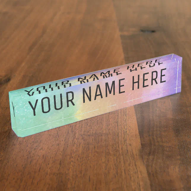 Rainbow background - Customise your own Desk Name Nameplate | Zazzle