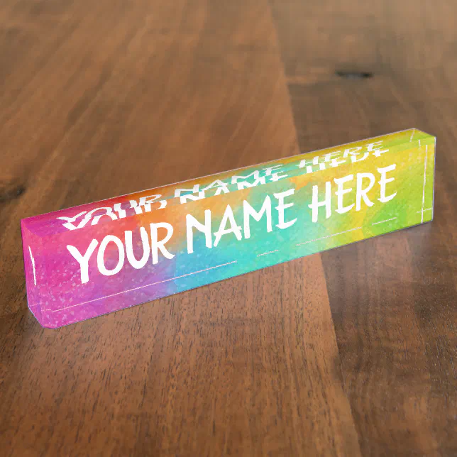 Rainbow background - Customise your own Desk Name Nameplate | Zazzle