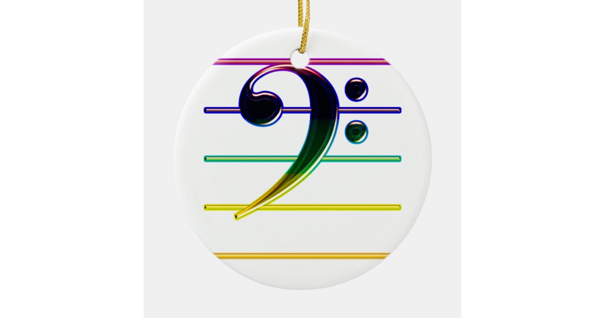 Rainbow Bass Clef Music Note Ceramic Tree Decoration | Zazzle