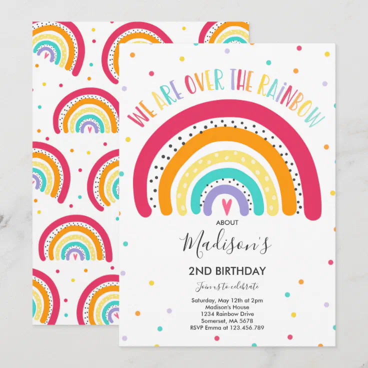 Rainbow Birthday Invitation Bright Rainbow Party | Zazzle