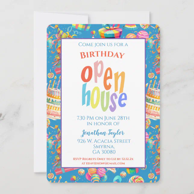 Rainbow Birthday Party Open House Invitation | Zazzle