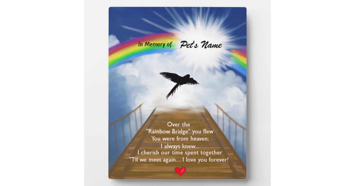 Rainbow Bridge Memorial Poem for Birds Plaque | Zazzle.co.uk