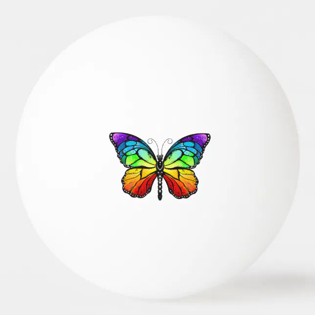 Rainbow butterfly Monarch Ping Pong Ball | Zazzle