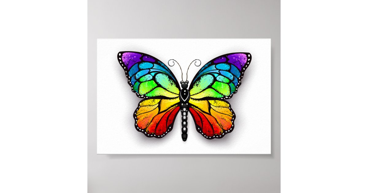 Rainbow butterfly Monarch Poster | Zazzle