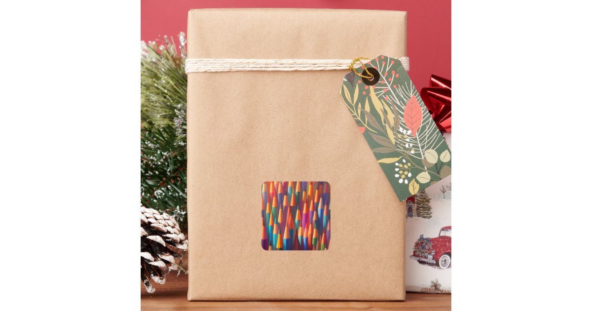 Rainbow Colourful Pencil Palette Watercolor Square Sticker | Zazzle
