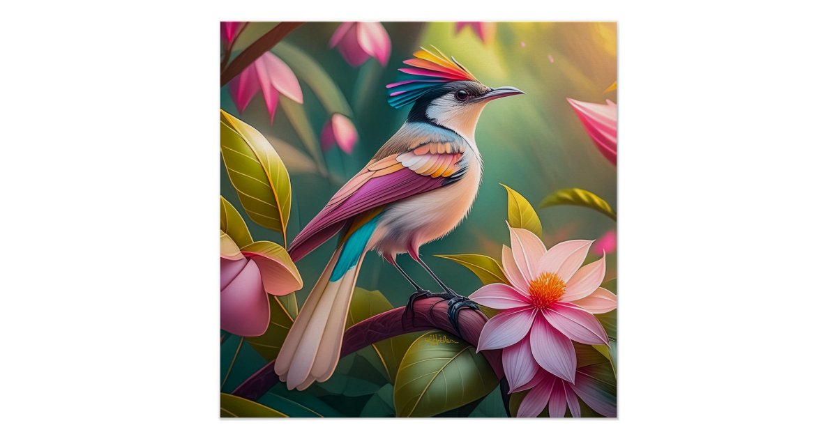 Rainbow crested Jay Fantasy Bird Poster | Zazzle
