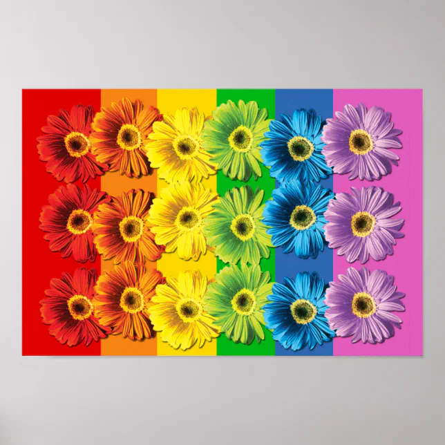 Rainbow Daisies Poster | Zazzle