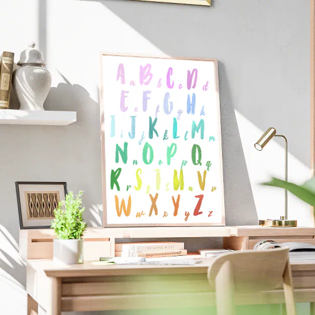 Rainbow Educational Alphabet Poster | Zazzle