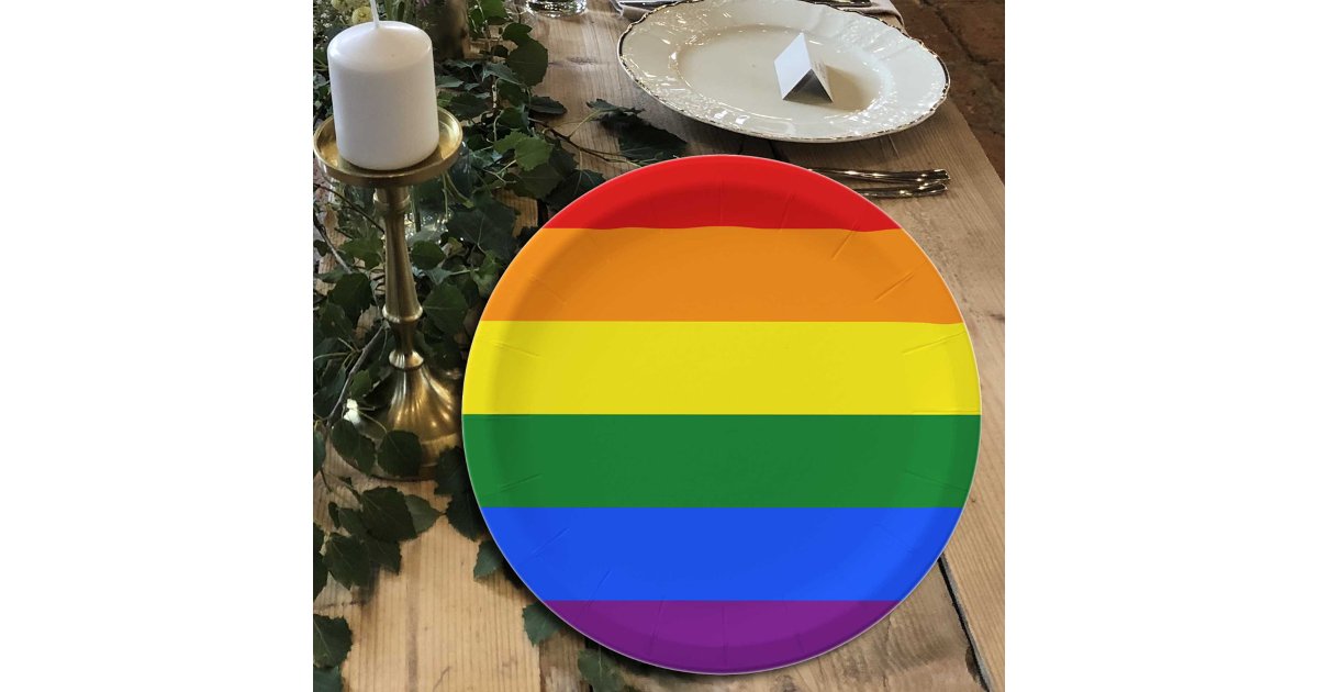 Rainbow Flag plates, Pride, Rainbow / LGBT Paper Plate | Zazzle
