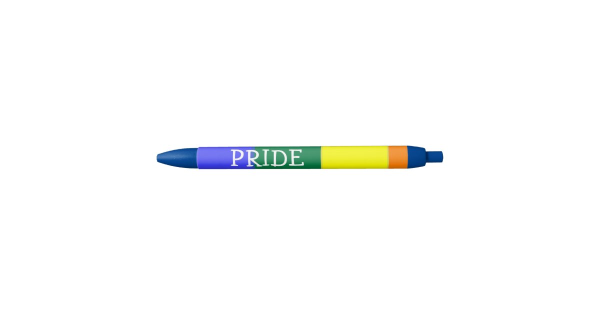 Rainbow Gay Pride Lgbt Personalised Black Ink Pen | Zazzle