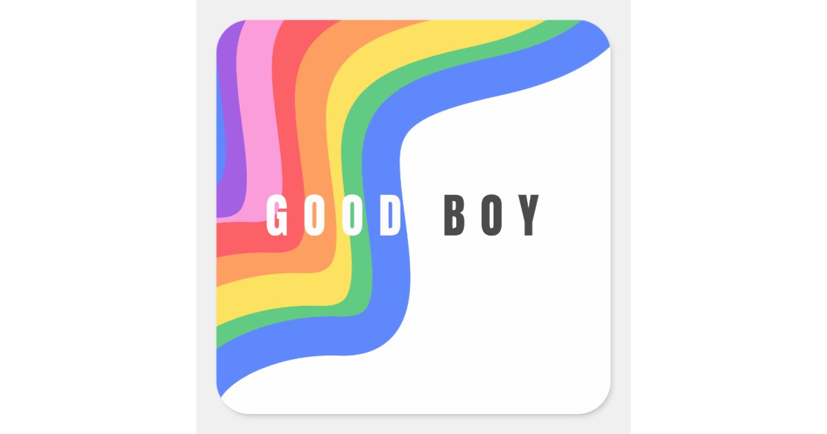 Rainbow Good Boy - Sticker, Fun Gay Pride Icon Square Sticker | Zazzle